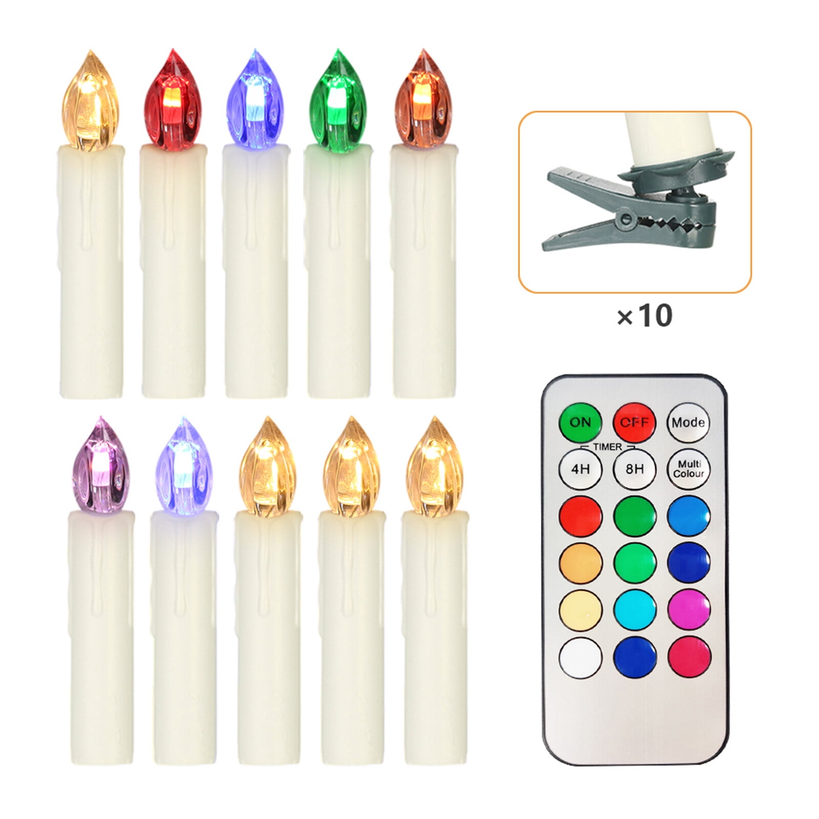 10 PCS Flameless Candles with Remote Control Realistic Color Changing ...
