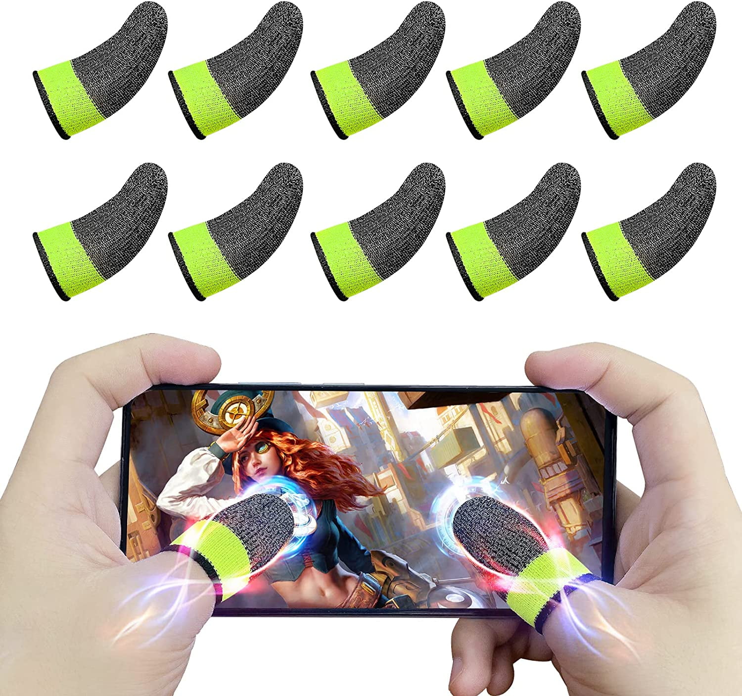 10 PCS Gaming Finger Sleeve, Mobile Controller Thumb, Highly Conductive ...