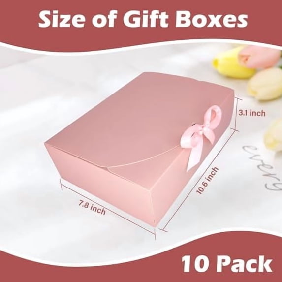 10 PCS Gift Boxes with Lids, 10.6x7.8x3.1 Inch Kraft Paper Gift Box ...