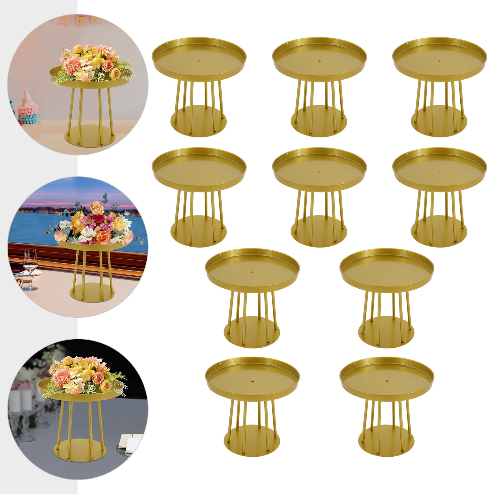 10 PCS Gold Circular Flower Vase Wedding Centerpieces for Table, Metal ...