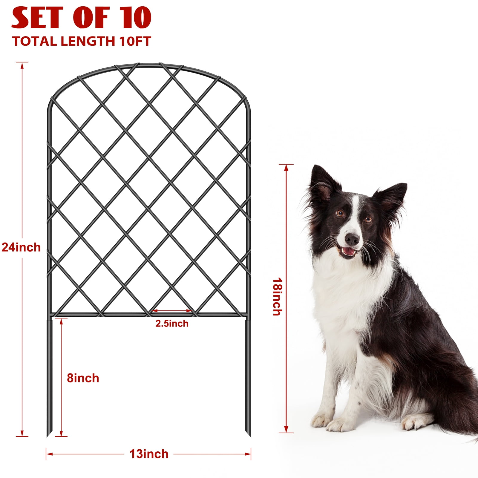 10 PCS Grid Decorative Garden Fence, Dog Fence Outdoor Patio, Anti-Rust ...