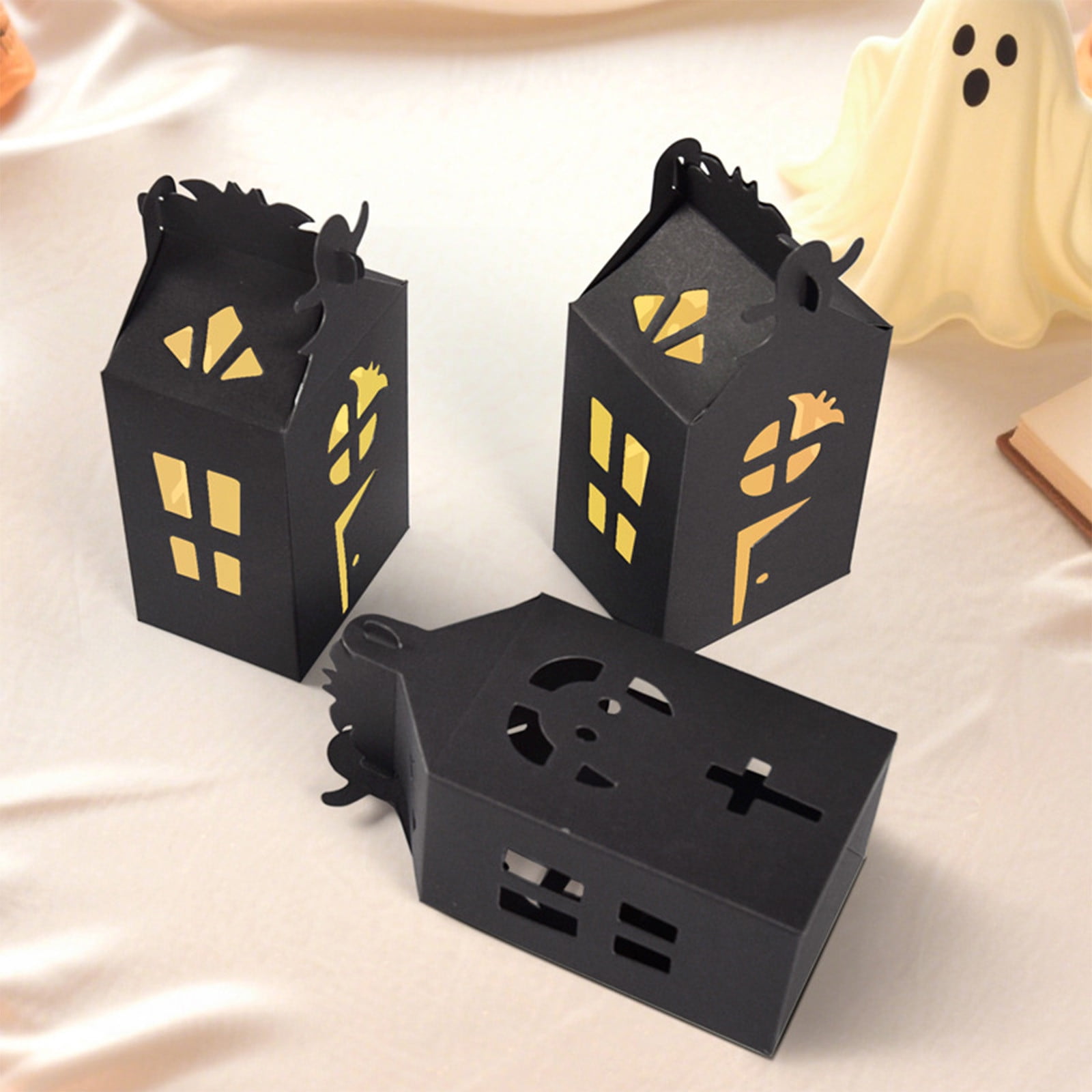 10 PCS Halloween Haunted House Shaped Gift Boxes,Candy Boxes Hollowed ...