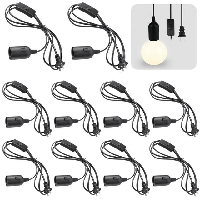 10 PCS Hanging Light Cords, E27 Lamp Socket Extension, Light Bulb Cable ...