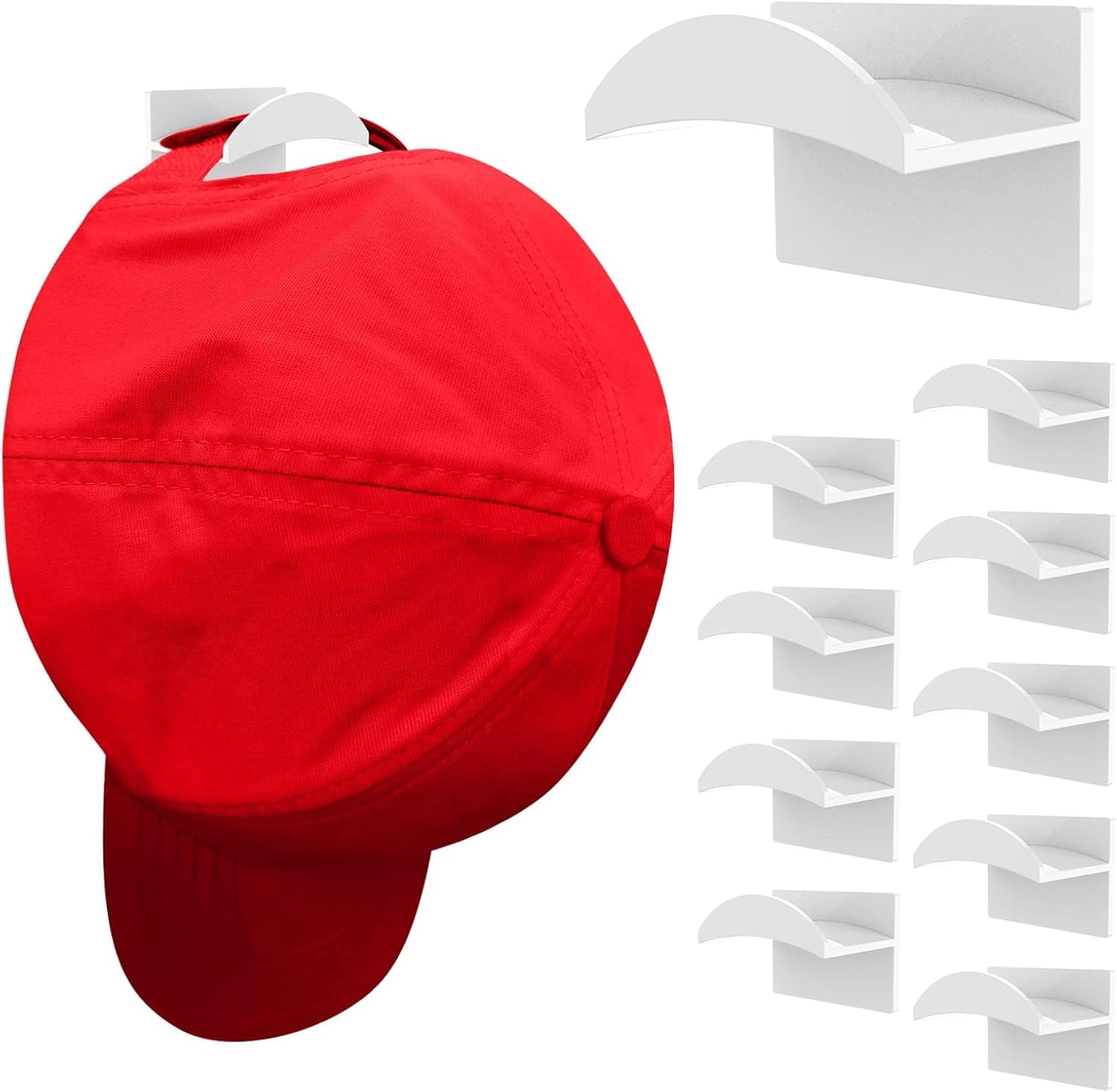 10 PCS Hat Hooks for Wall, Adhesive Hat Rack, Hat Organizer for ...