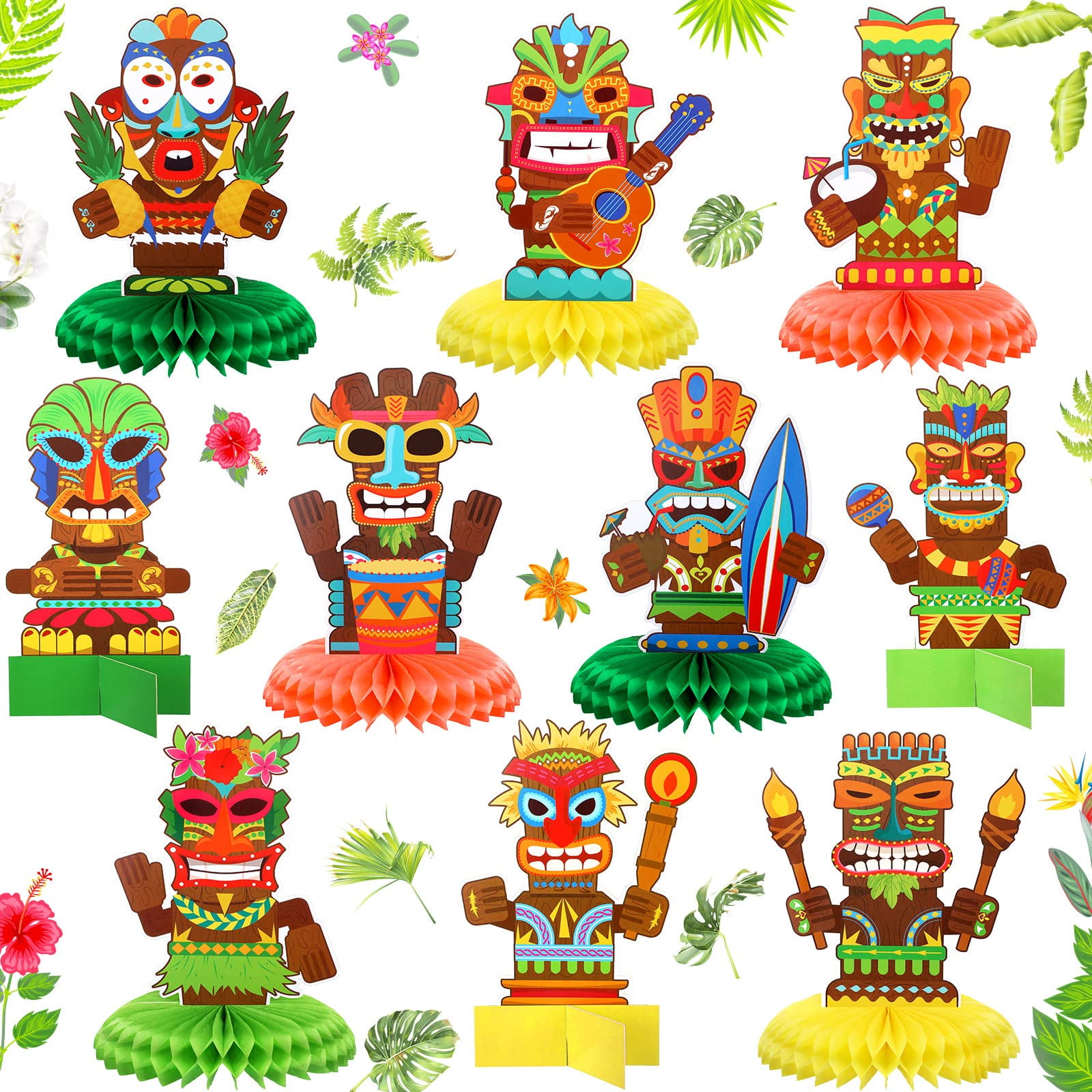 10 PCS Hawaiian Party Decorations Tiki Table Centerpieces Luau Party ...