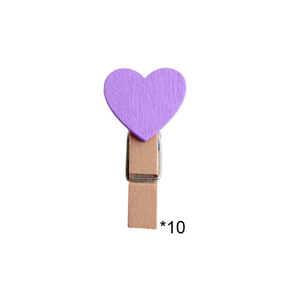 10 PCS Heart Wooden Clothespins, Purple Mini Clothespins Photo Clips ...