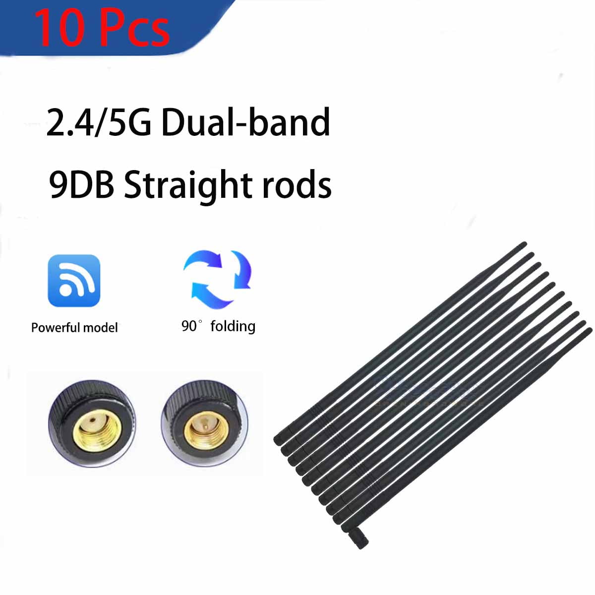 10 PCS High Gain 9DB2.4G/5G Straight Pole Wireless WiFi Router Dual ...