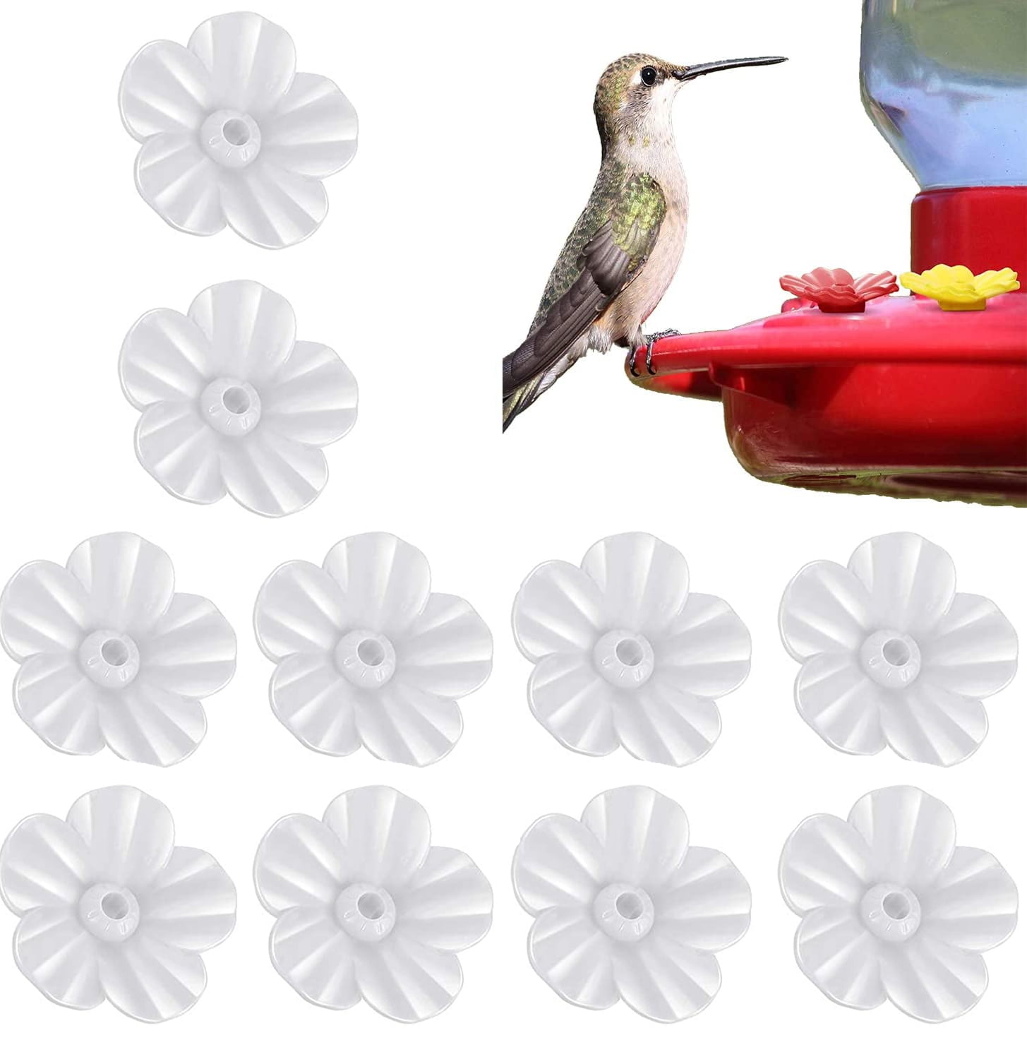 10 PCS Hummingbird Feeders Replacement Flowers, Feeding Ports ...