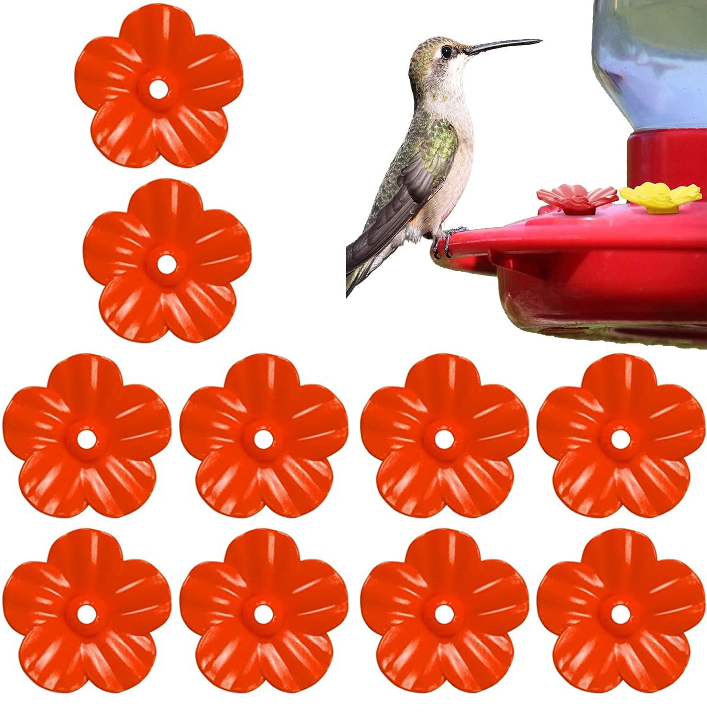 10 PCS Hummingbird Feeders Replacement Flowers, Feeding Ports ...