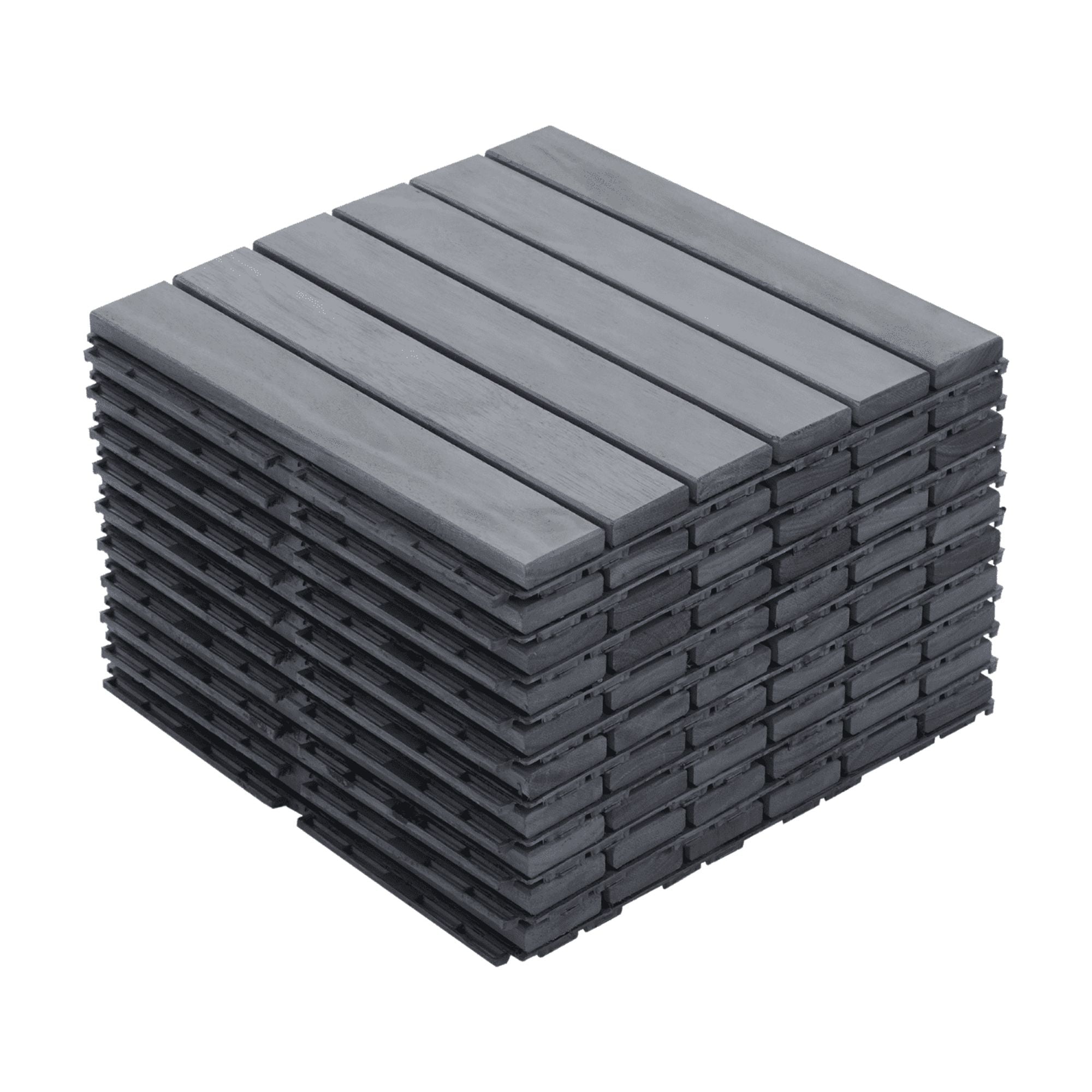 10 PCS Interlocking Deck Tiles Striped Pattern, 12" x 12" Square Light ...