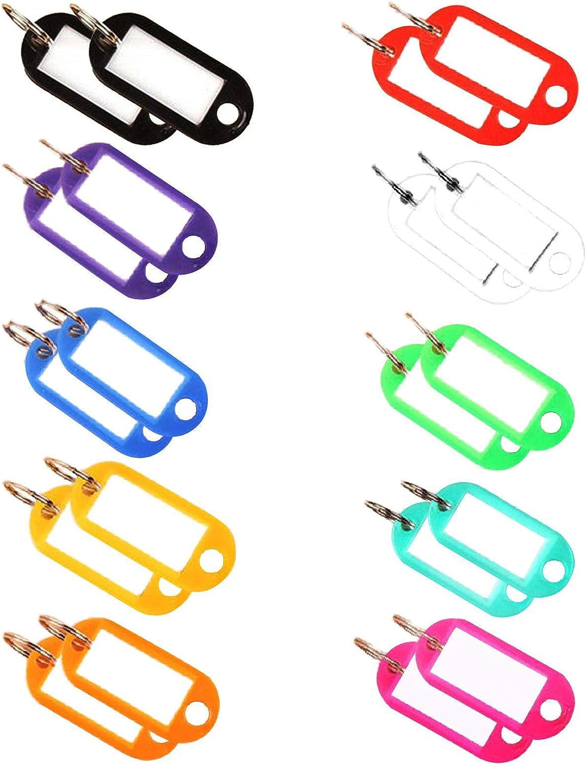 10 PCS Key Tags with Split Rings ID Label Window,5 Assorted Colors Key ...