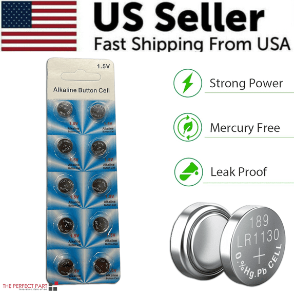 10 PCS LR1130 AG10 389 Alkaline Battery 1.5V Button Cell for Watch ...