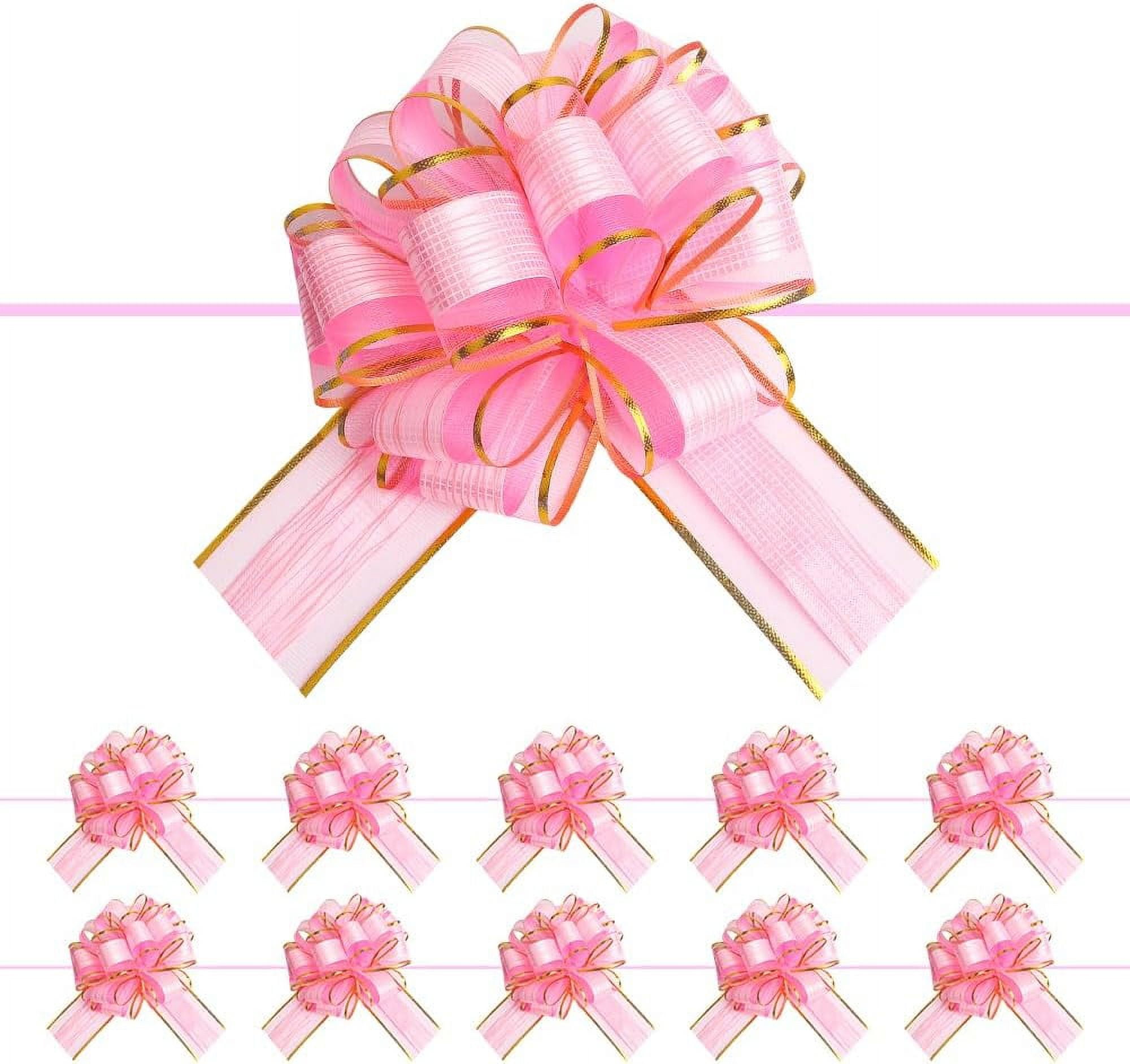 10 PCS Large Pull Bow Gift Wrapping Bows, Pull Bow with Ribbon for ...