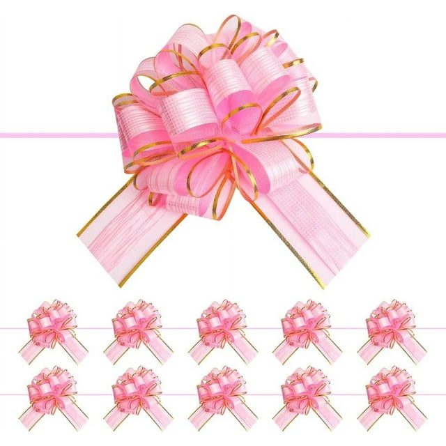 10 PCS Large Pull Bow Gift Wrapping Bows, Pull Bow with Ribbon for ...