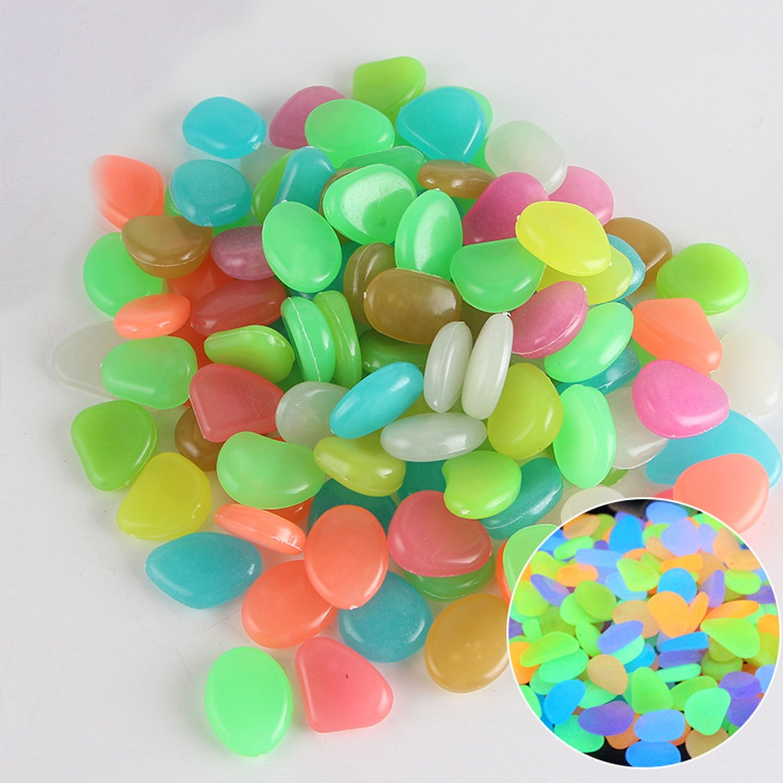 10 PCS Luminous Pebble Stones, Colorful Glowing Pebbles - Glow in The ...