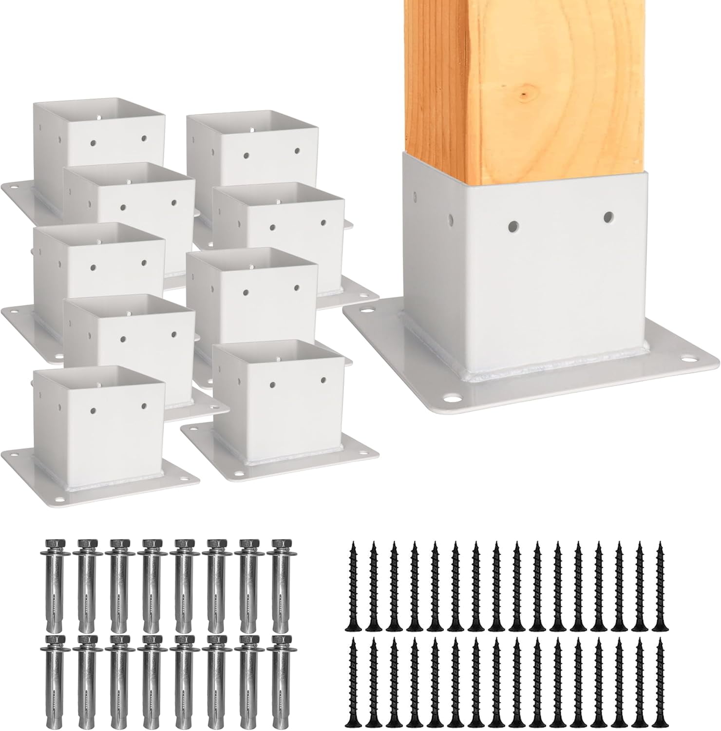 10 PCS Metal 4×4 Post Base Post Base Brackets,Inner Size 3.5"x3.5 ...