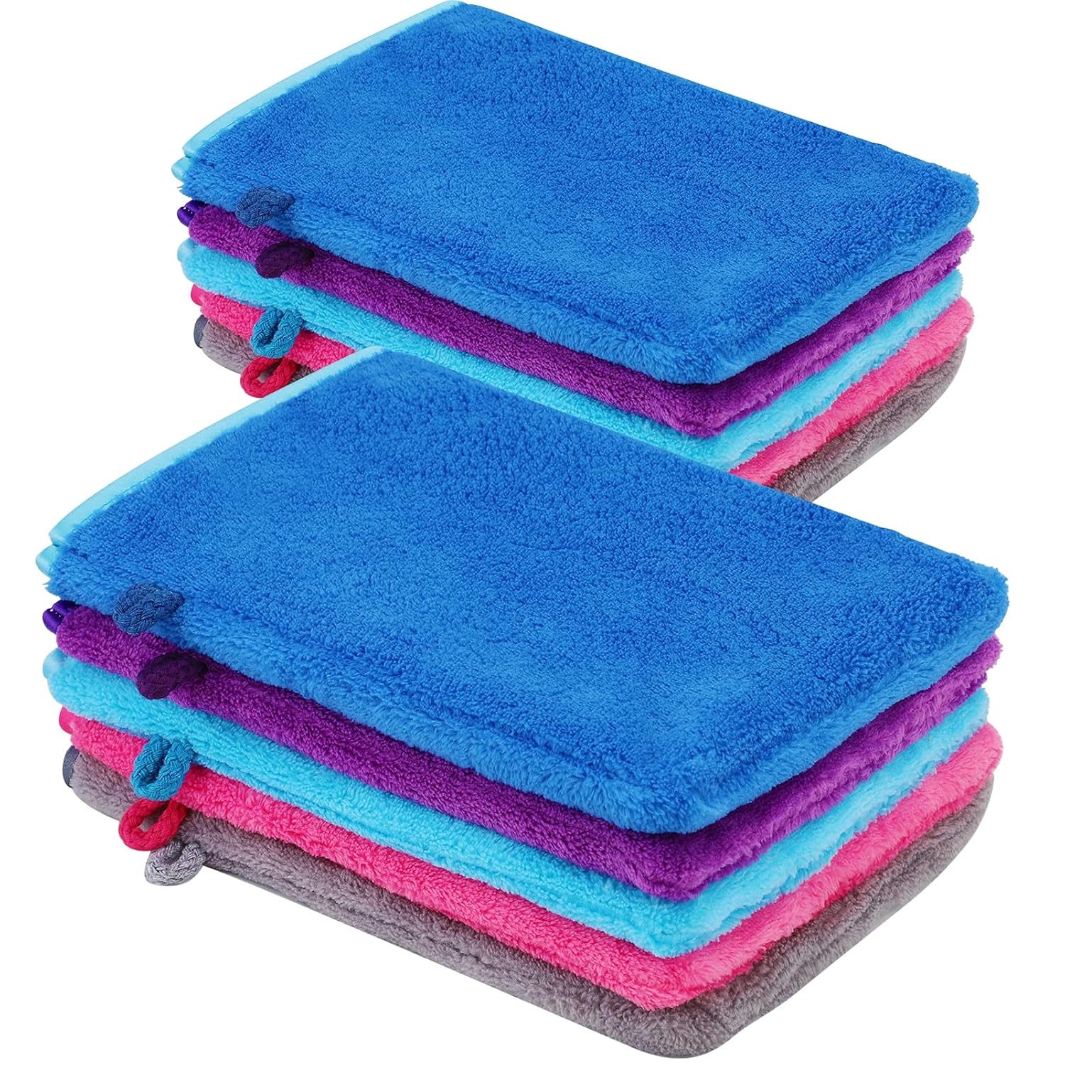 10 PCS Microfiber Body Wash Mitts, Flannel Soft Face Mitten, Bath Spa ...