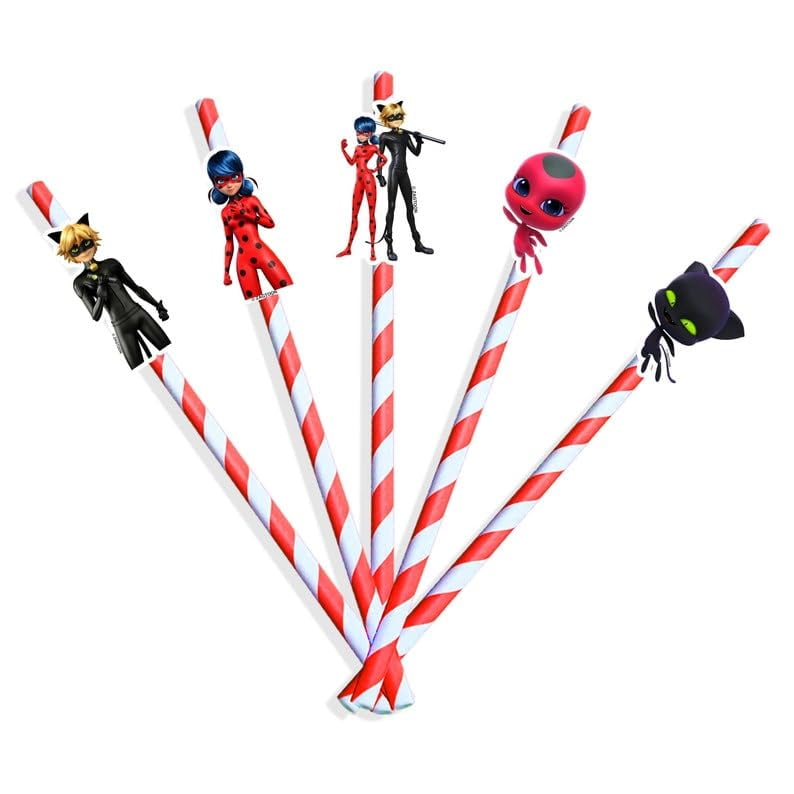 10 PCS Miraculous Ladybug Straws for Birthday Party Decorations ...