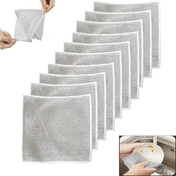10 PCS Multipurpose Wire Dishwashing Rag for Wet and Dry,Non-Scratch ...
