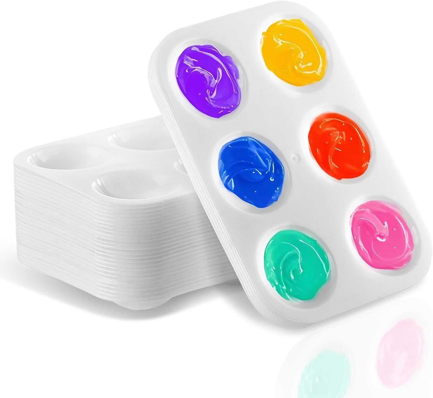 10 PCS Paint Tray Palette, White Plastic Paint Pallets, 6 Well ...