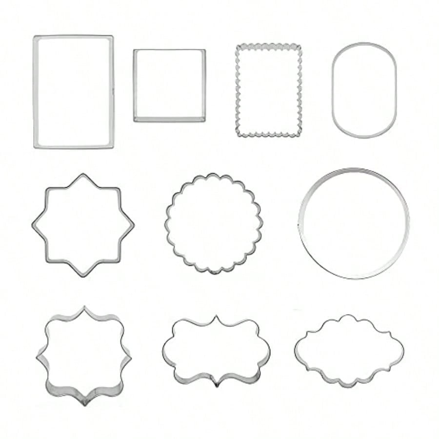 Plaque Frame Cookie Cutters Set 10 PCS Stainless Steel Fondant Biscuit ...