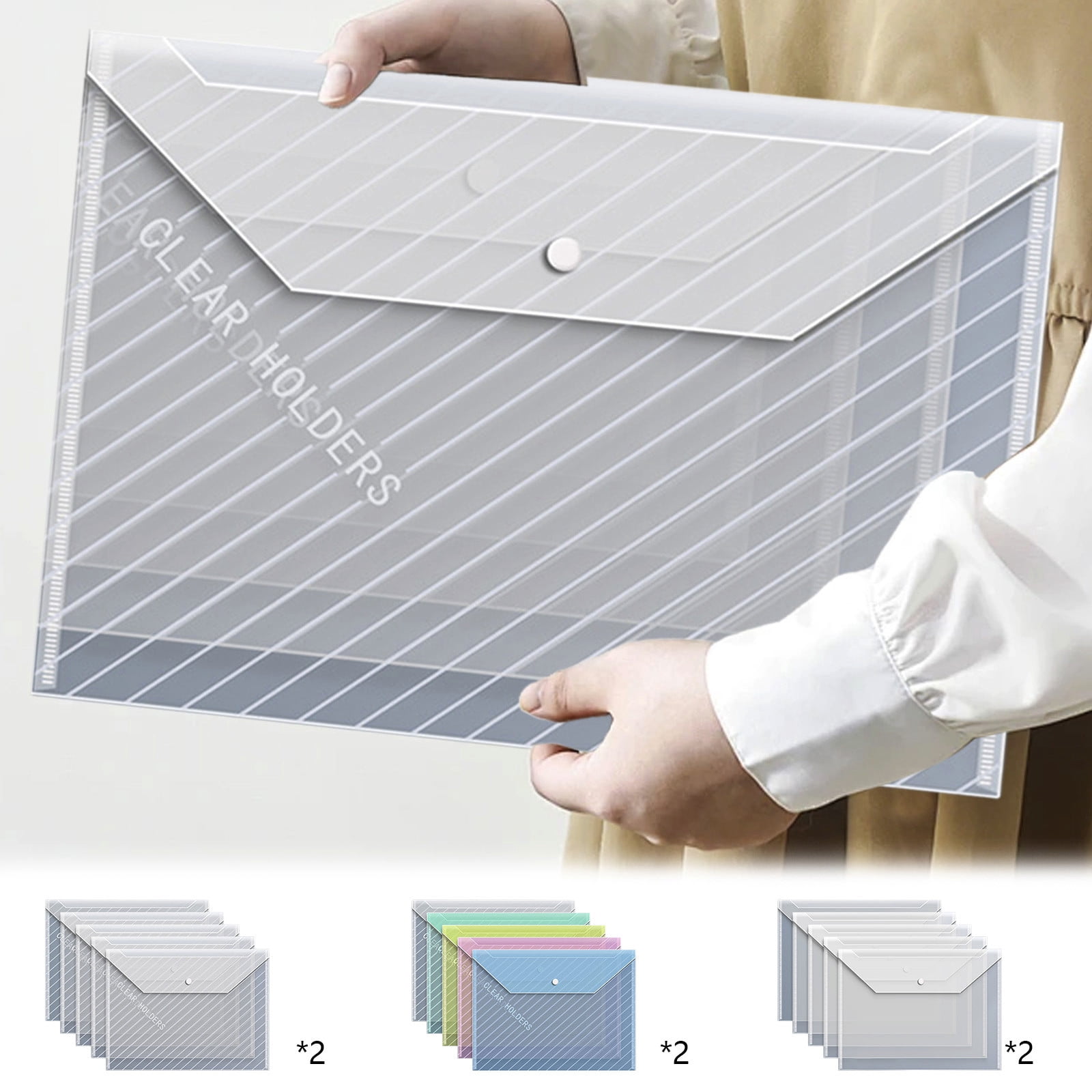 10 PCS Plastic File Folders, A4 Size Document Holders, Clear Envelopes ...