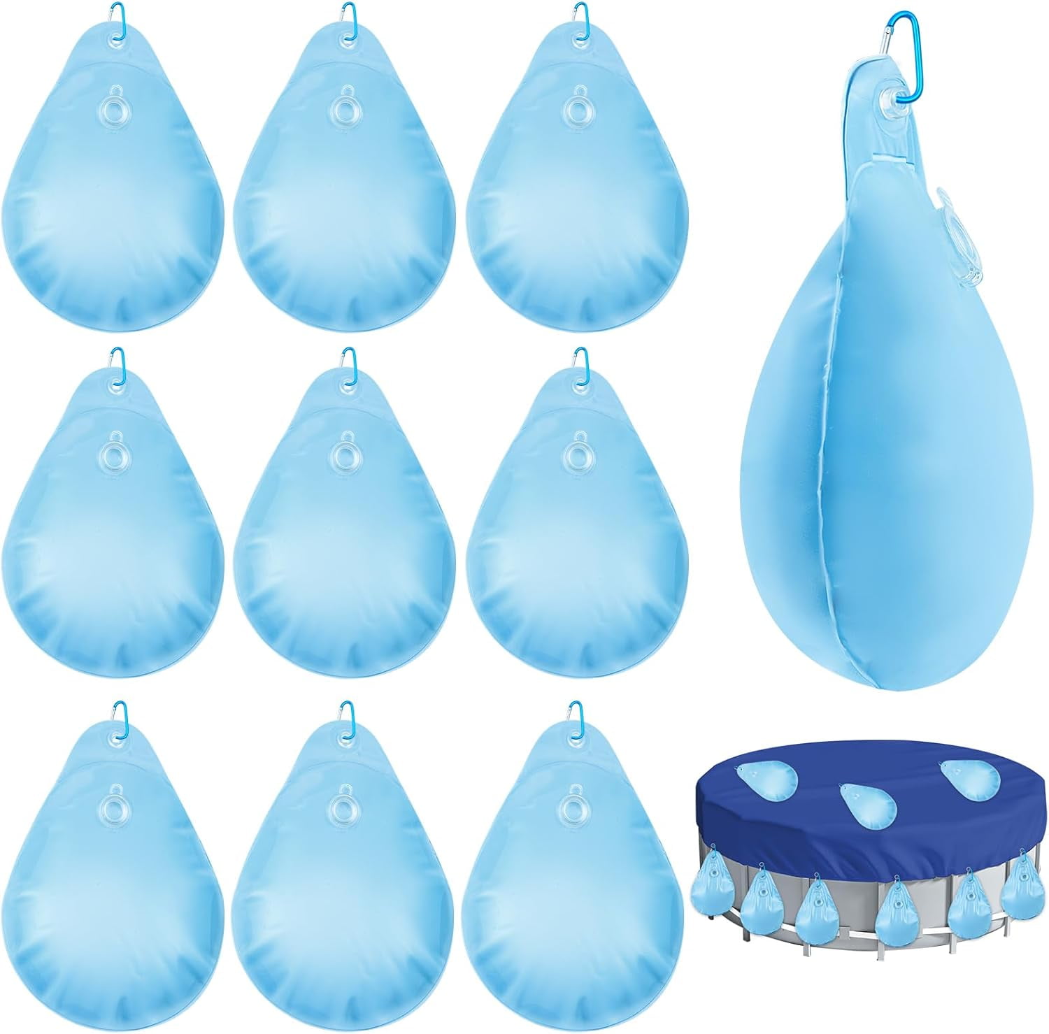 10 PCS Pool Cover Weights Winter Pool Water Bag Tarp Water Weights with ...