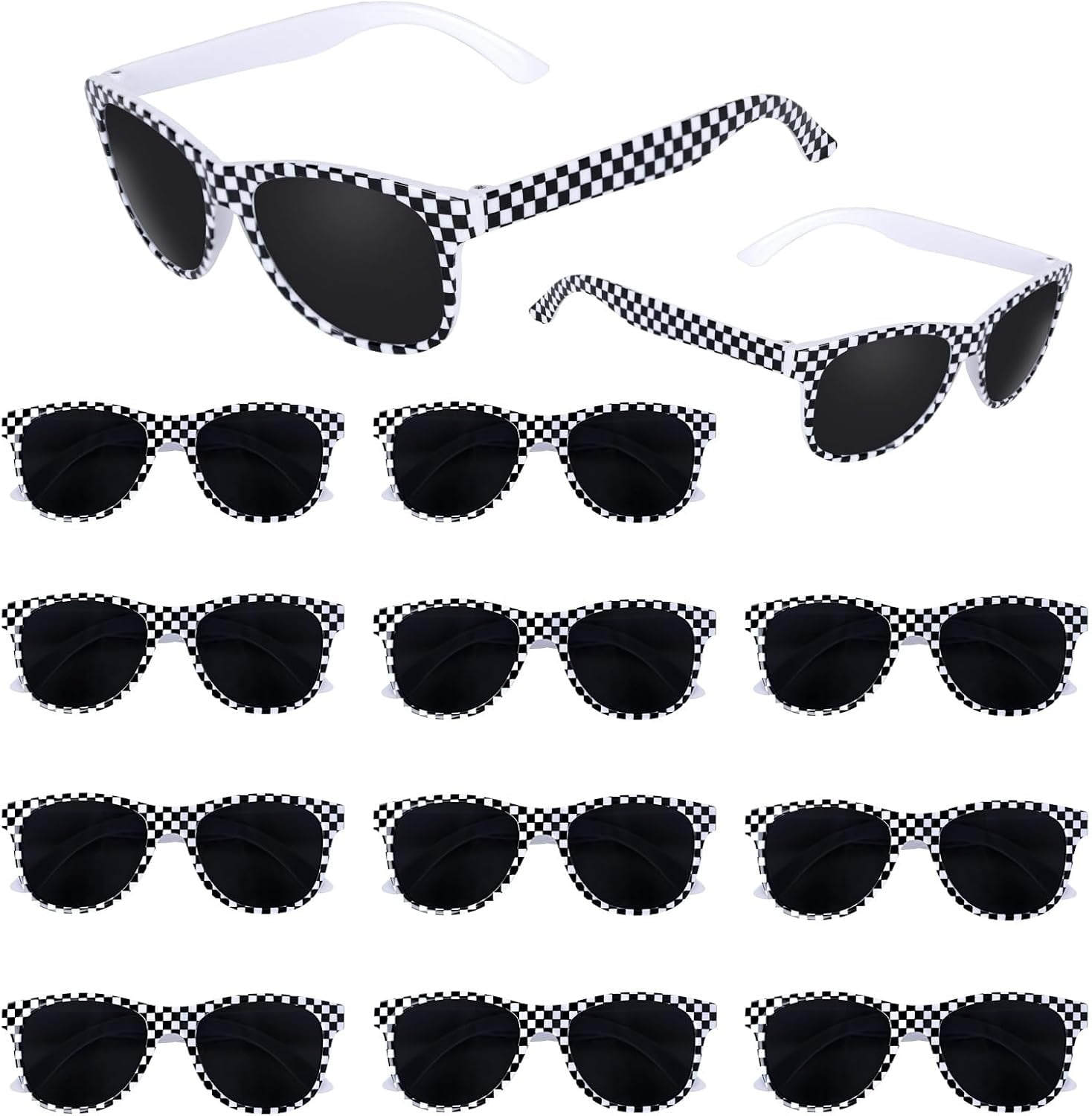 10 PCS Race Car Sunglasses Plastic Checkered Sunglasses Black White ...