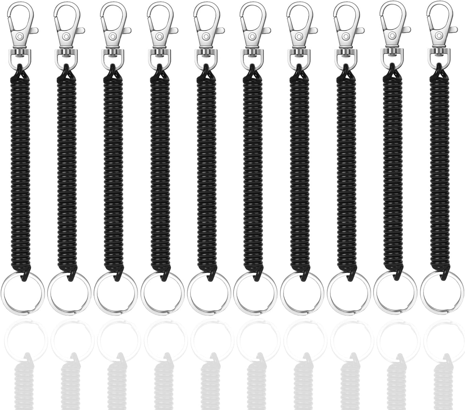10 PCS Retractable Coil Springs Keychain Safety Coiled Lanyard with ...