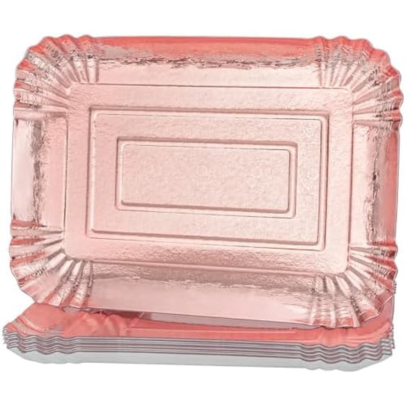 10 PCS Rose Gold Rectangle Trays, Heavy Duty Disposable Paper Cardboard ...