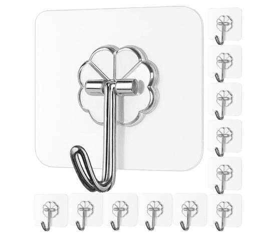 10 PCS Stainless Steel Adhesive Sticky Hooks Heavy Duty Wall Hook ...