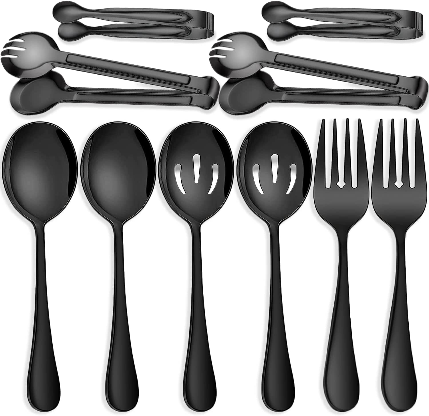 10 PCS Stainless Steel Serving Utensils, Large Serving Spoons Slotted ...
