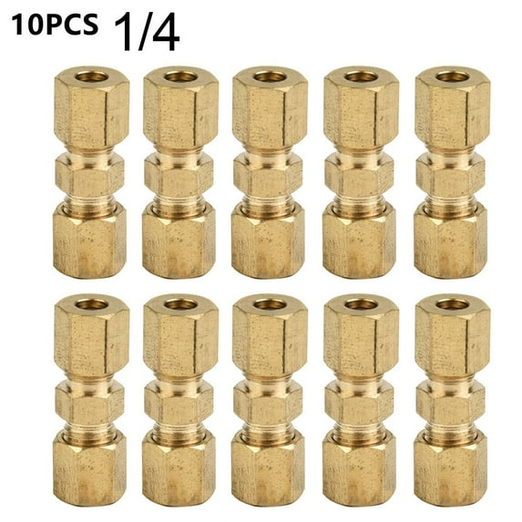 10 PCS Straight Brass Brake Line Compression Fitting Unions For OD ...