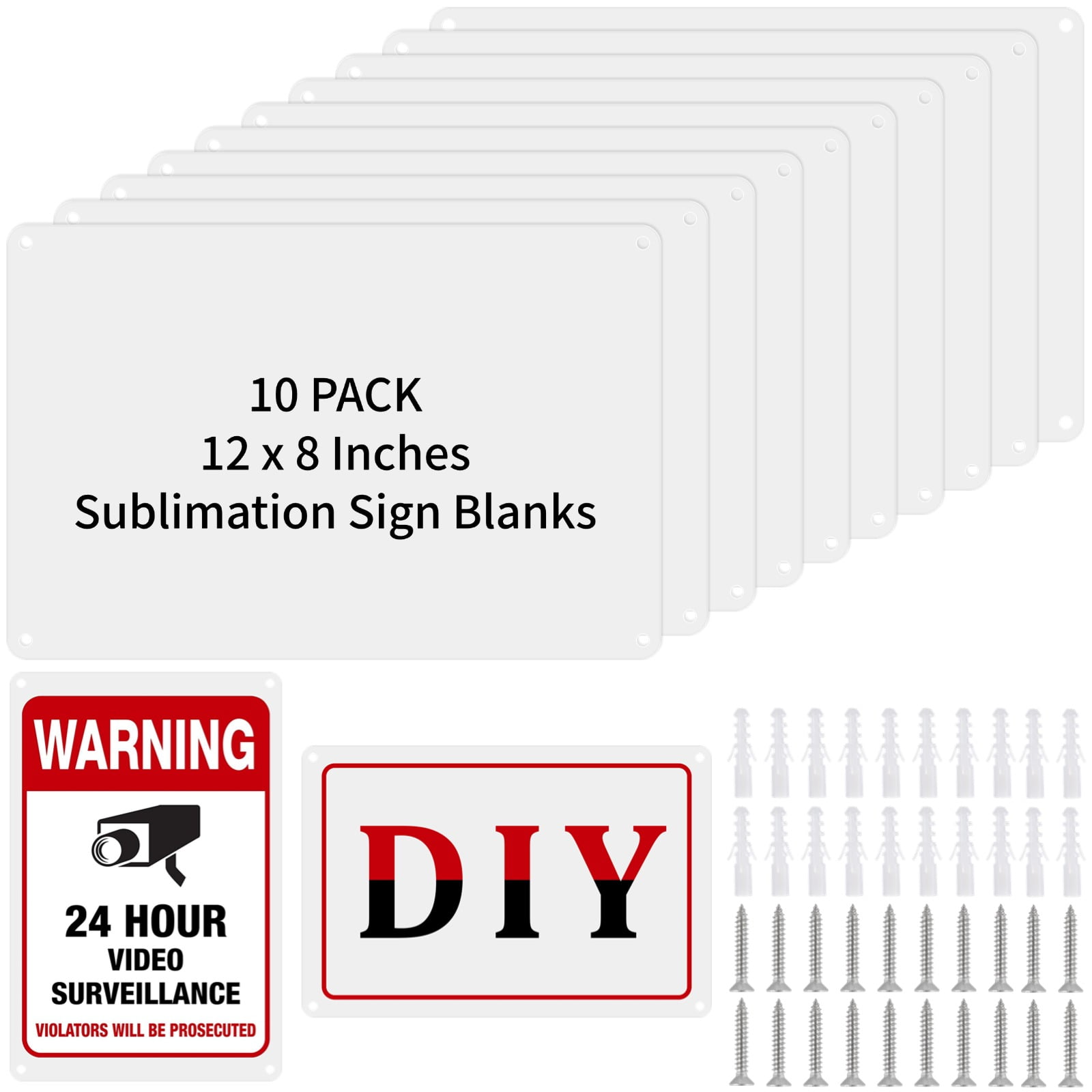 10 PCS Sublimation Sign Blanks, 12 x 8 Inches Aluminum Sublimation Sign ...