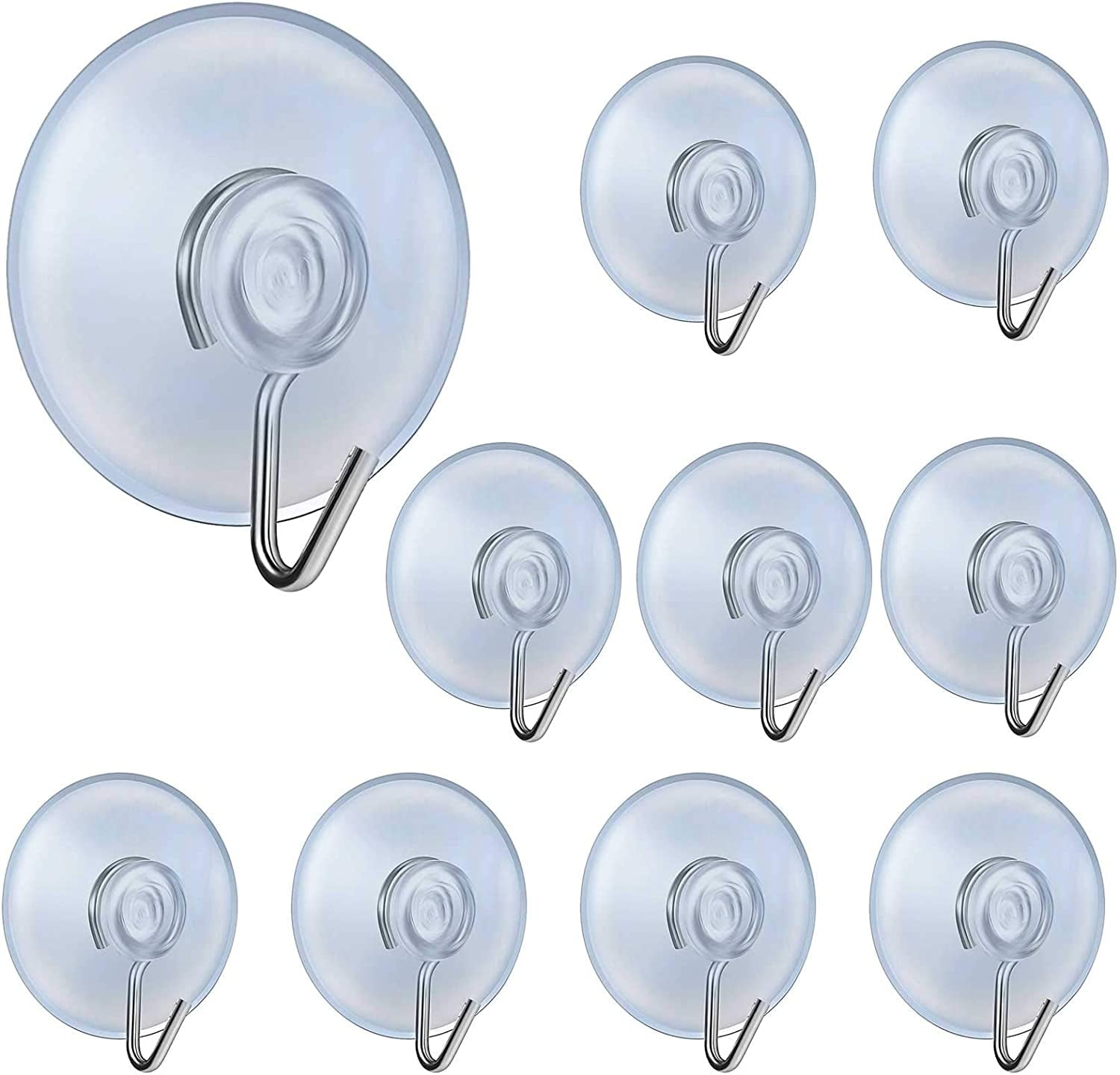 Mengzhilian Clear Suction Cup Hooks, 10 PCS 45MM Plastic Sucker Pads ...
