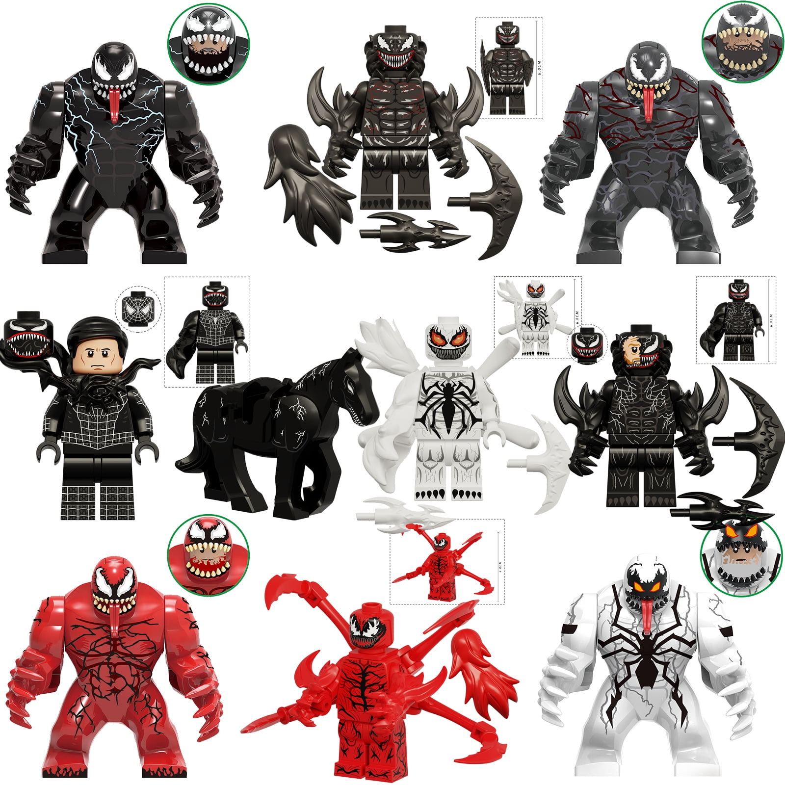 10 PCS Venom Minifigures Carnage Riot Action Figures Building Blocks ...