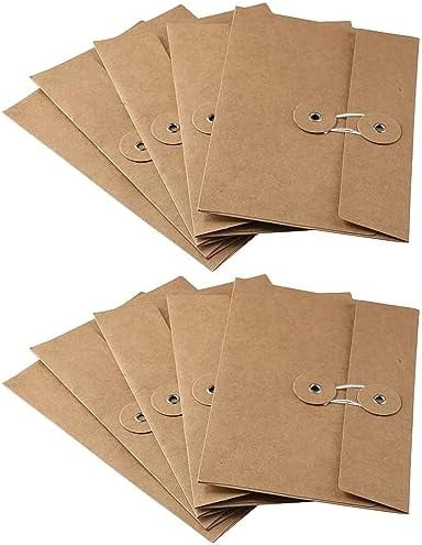 10 PCS Vintage Kraft Paper Envelope Pockets, with Button and String ...