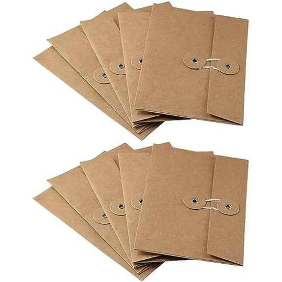 10 PCS Vintage Kraft Paper Envelope Pockets, with Button and String ...