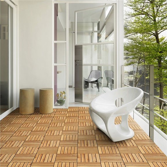 Achim OutdoorZ Interlocking Wood Deck Tiles - Royal Mahogany - 27 Tiles ...