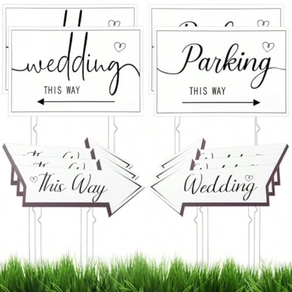 10 PCS Wedding Directional Signs Wedding This Way Parking Sign Set ...