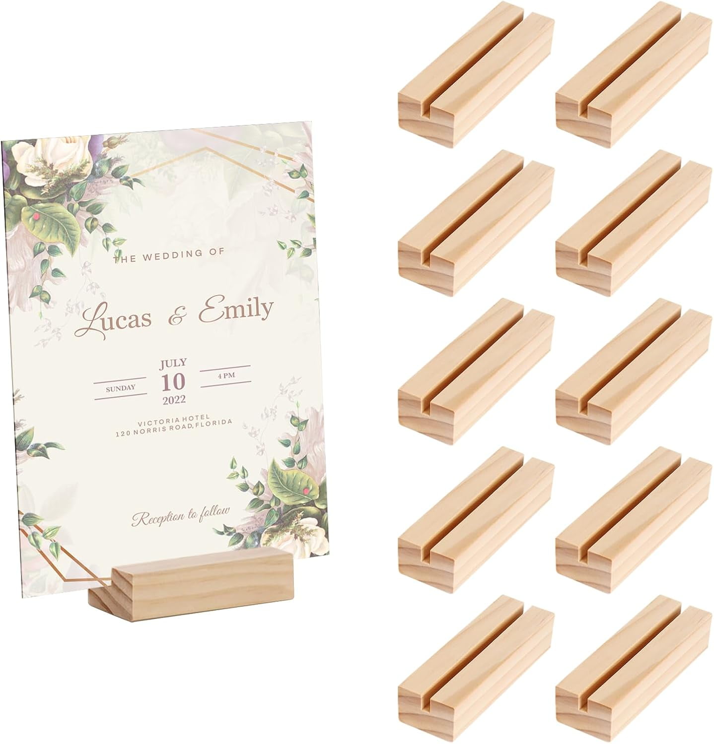 10 PCS Wood Place Card Holders,Wood Sign Holders,Table Number Holder ...