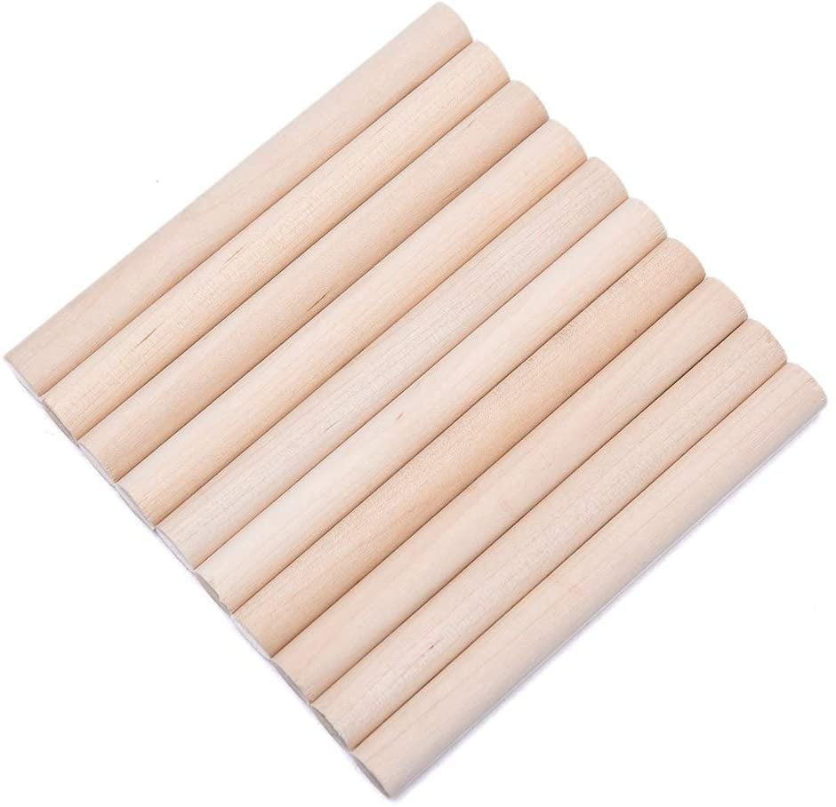 Half Dowels 8 Sizes 18PCS Wooden Half Dowel Rods Unfinished Wood Rod ...