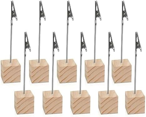 10 PCS Wooden Memo Clips Holder Table Numbers Place Card Holders ...