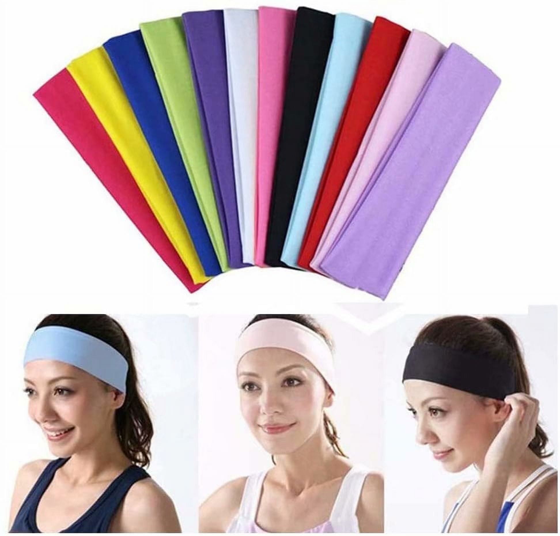 GIXUSIL 10 Pcs Yoga Cotton Headbands Elastic Stretch Sweatband Hairband ...