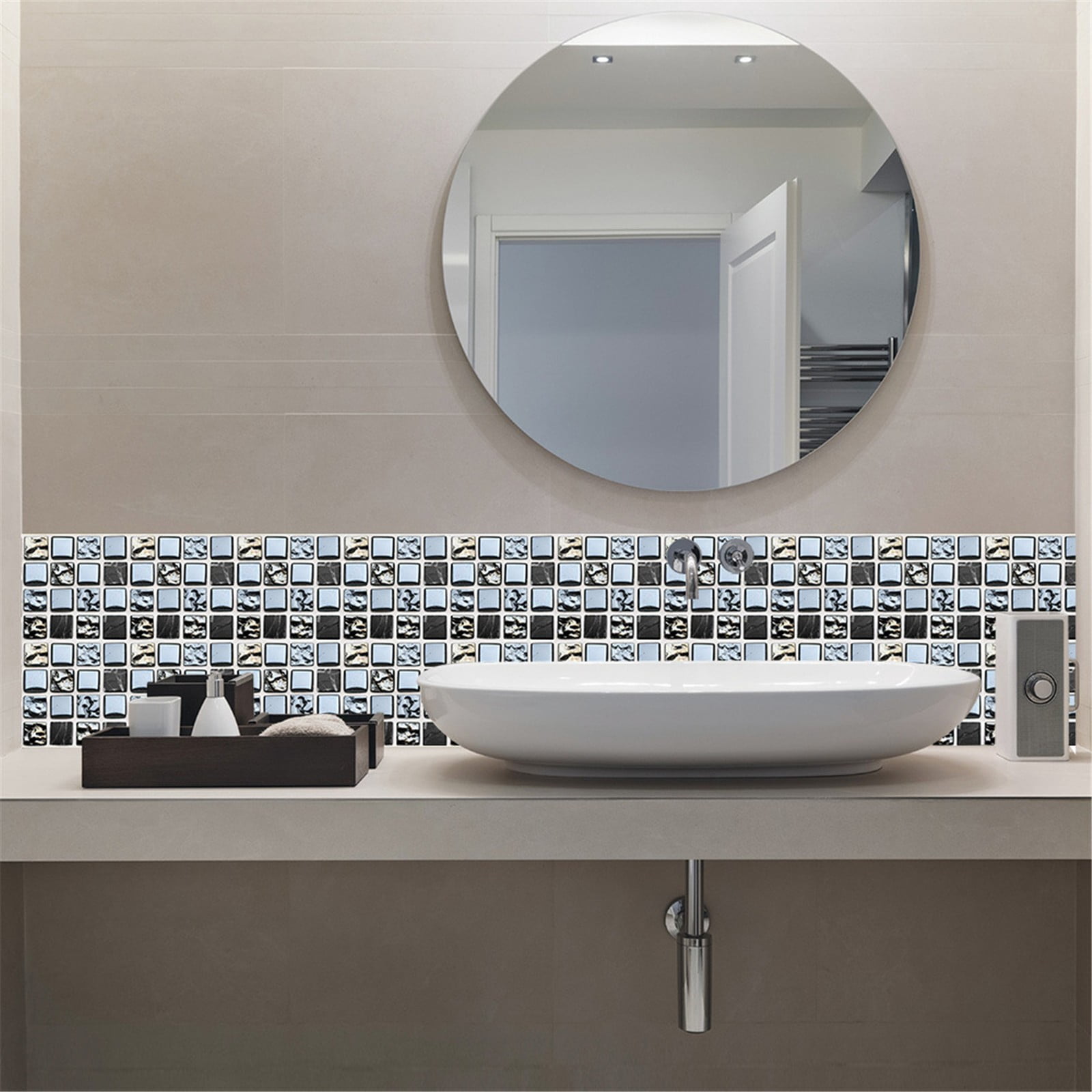 10 PCS 𝐌𝐨saic Wall Tile Stickers, DIY Self Adhesive 𝐖aterproof Sticky ...