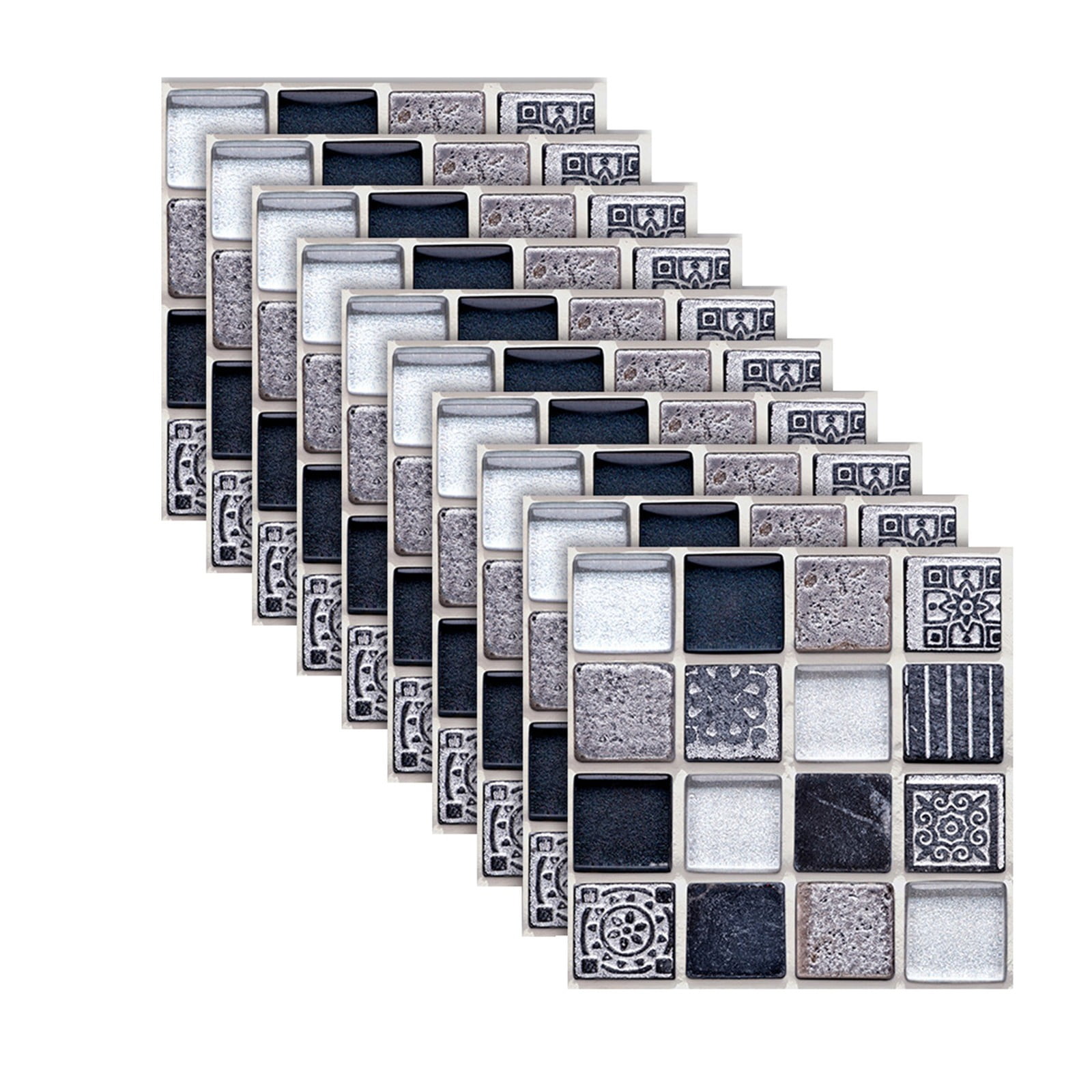 10 PCS 𝐌𝐨saic Wall Tile Stickers, DIY Self Adhesive 𝐖aterproof Sticky ...