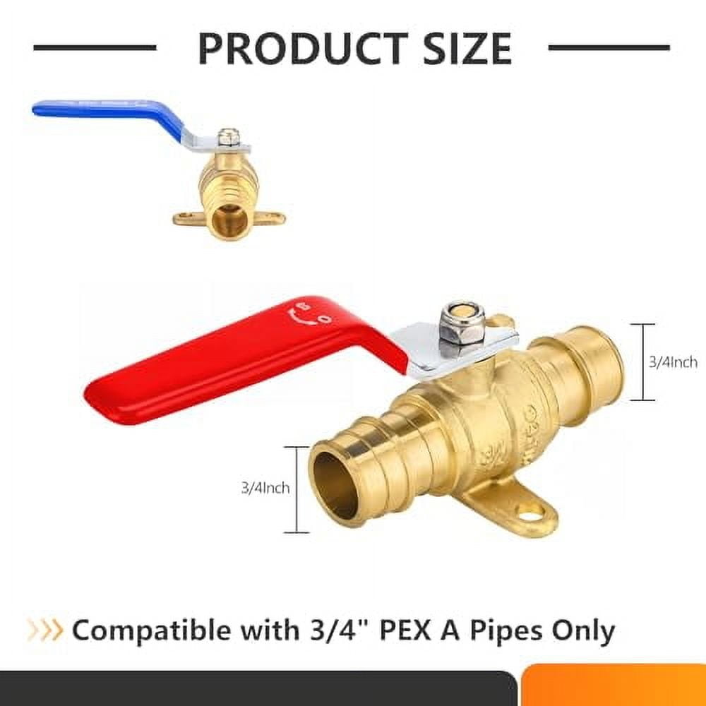 10 PCs 3/4 Inch PEX A Expansion Ball Valve with Drop EarBrass Shut Off Valve Fit PEX A Expansion ...