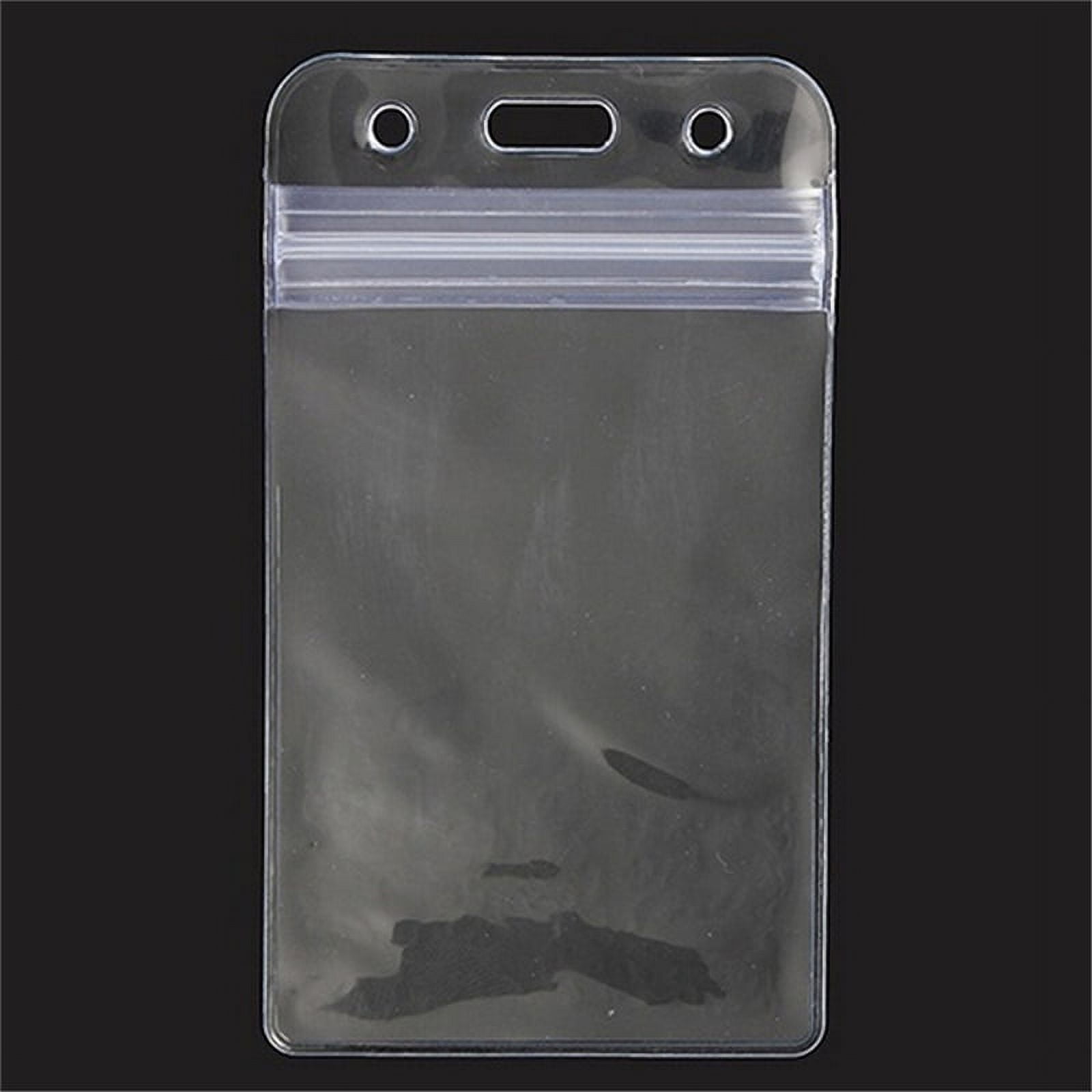 10 PCs Clear Plastic Vertical Waterproof Name Tag Zipper ID Card Holder ...