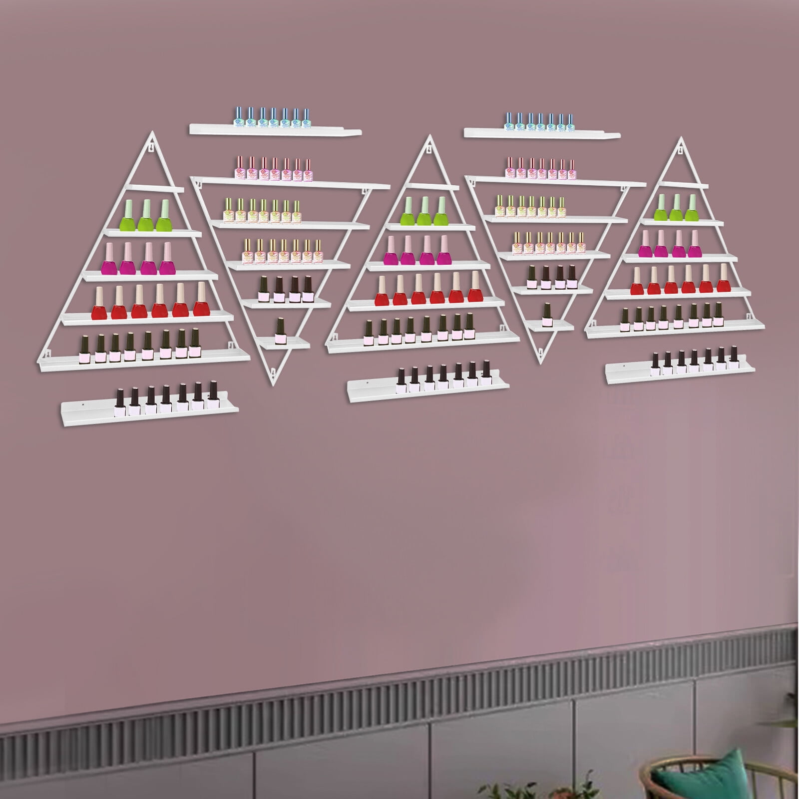 10 PCs Triangular Nail Polish Racks, Wall-mounted Nail Polish Racks, 5 ...