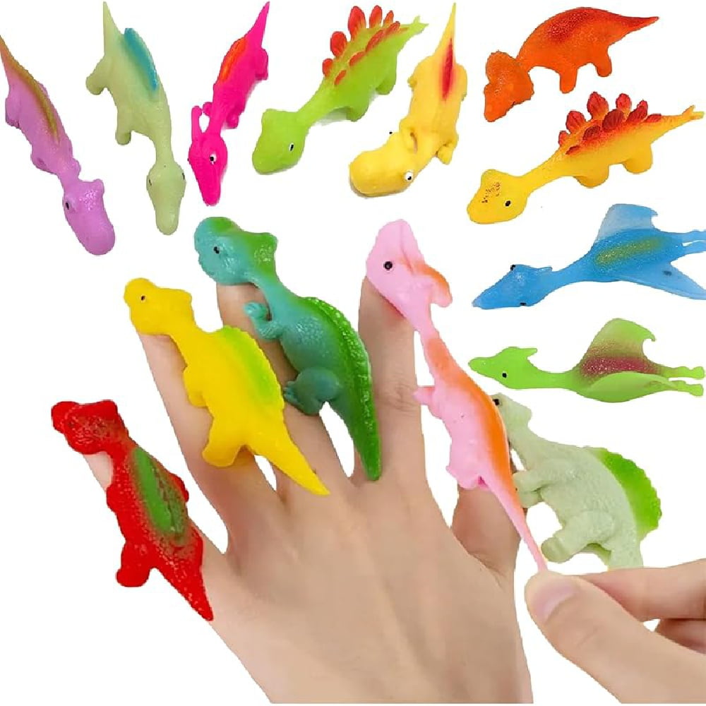 10 PCs slingshot dinosaur finger toys, slingshot dinosaur finger sticky ...